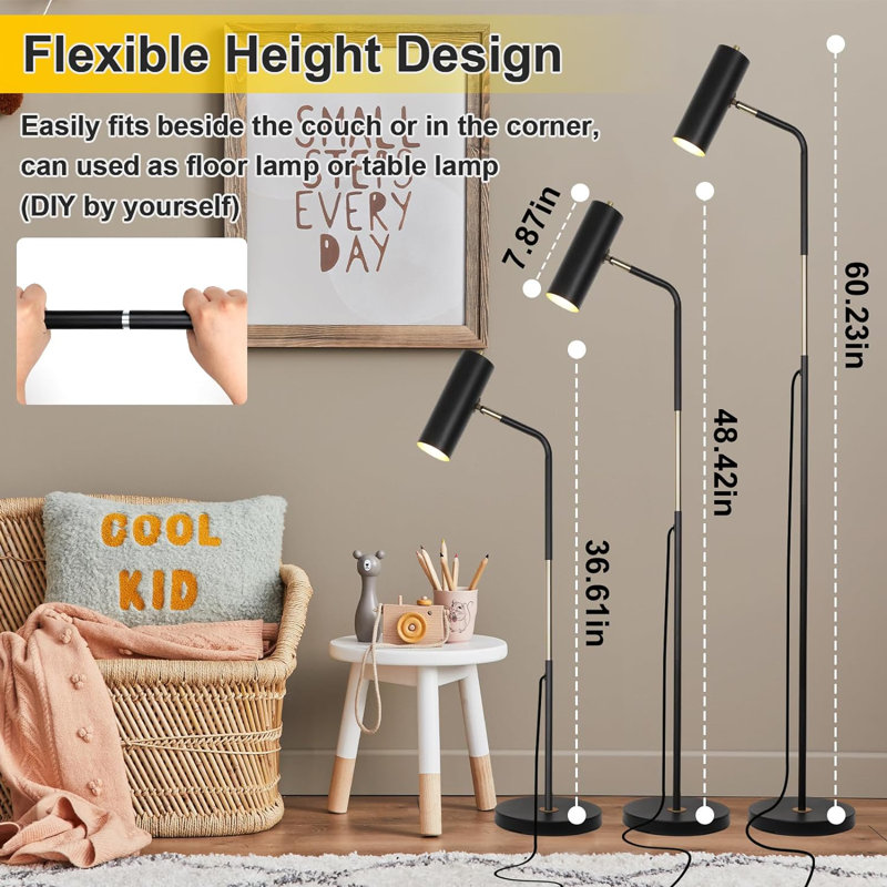 Ebern Designs Ivaya 57.48'' Black Task/Reading Floor Lamp | Wayfair